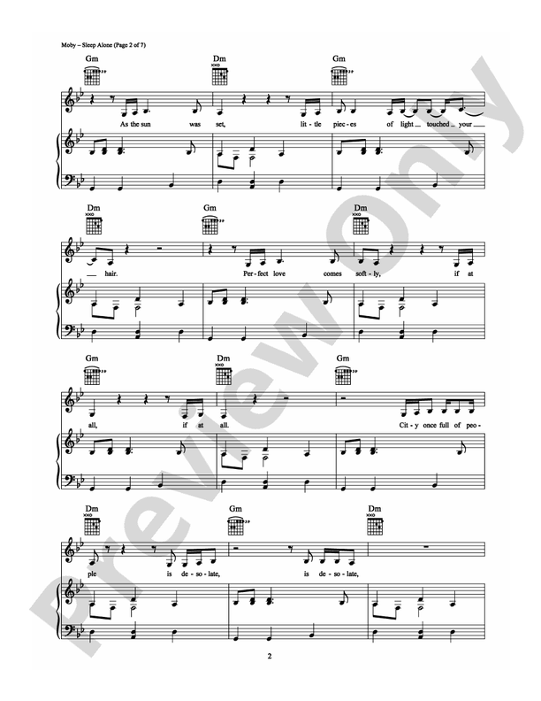 Sleep Alone: Piano/Vocal/Chords: Moby - Digital Sheet Music Download