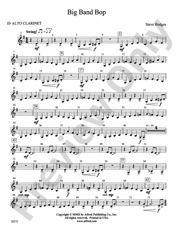 Big Band Bop: E-flat Alto Clarinet: E-flat Alto Clarinet Part - Digital ...