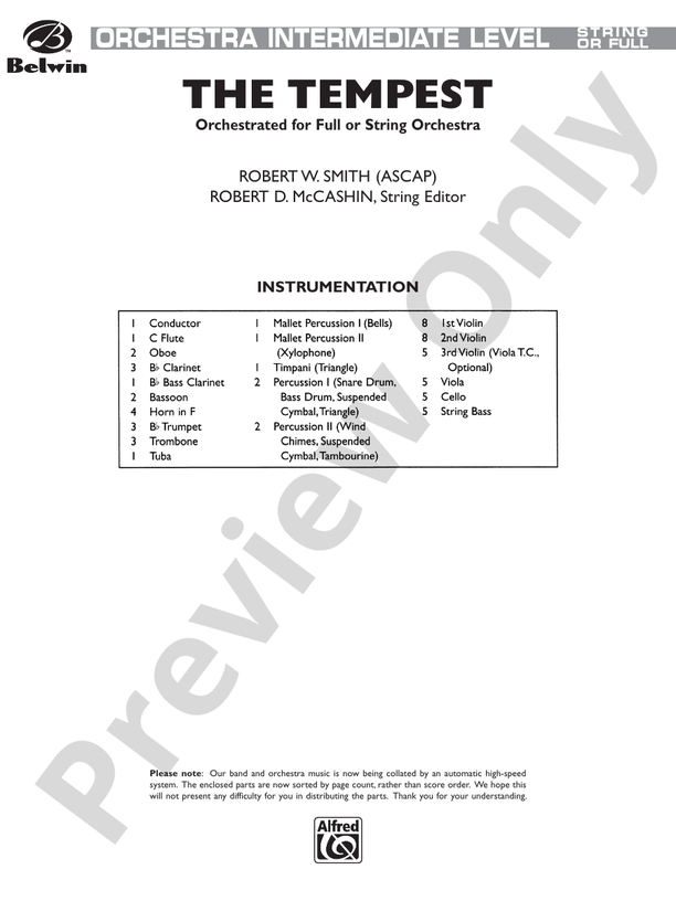 The Tempest: Score: Full Orchestra Score - Digital Sheet Music Download