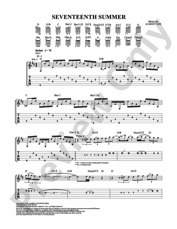 Seventeenth Summer: Guitar TAB: Albert Lee - Digital Sheet Music Download