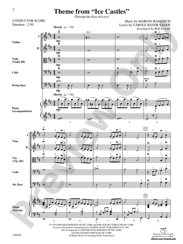 Ice Castles, Theme from (Through the Eyes of Love): Score: String ...