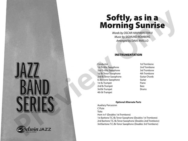Softly, As in a Morning Sunrise: Score: Jazz Ensemble Score - Digital ...