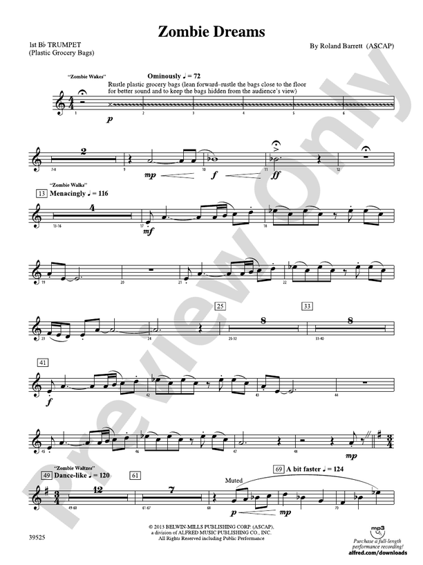 Zombie Dreams: 1st B-flat Trumpet: 1st B-flat Trumpet Part - Digital ...