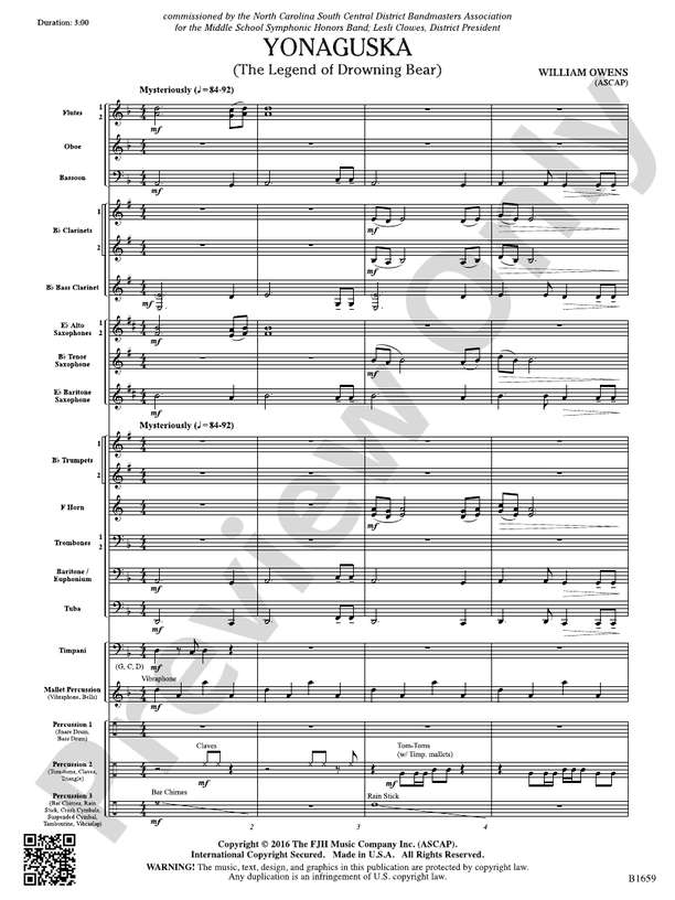 Yonaguska: Score: Concert Band Score: William Owens - Digital Sheet ...