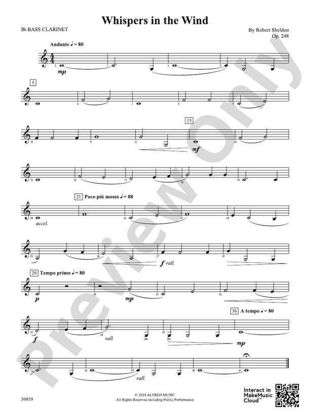 Whispers in the Wind: B-flat Bass Clarinet: B-flat Bass Clarinet Part ...