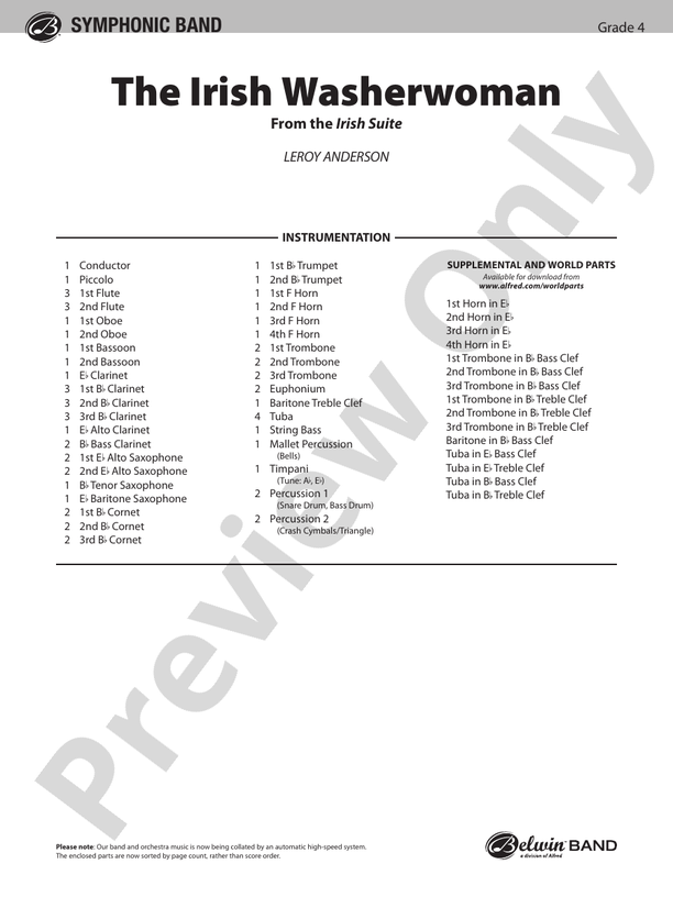 The Irish Washerwoman (from the Irish Suite): Score: Concert Band Score ...