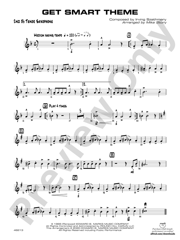 Get Smart Theme: 2nd B-flat Tenor Saxophone: 2nd B-flat Tenor Saxophone ...