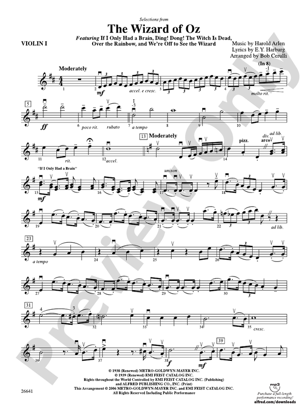 The Wizard of Oz: 1st Violin: 1st Violin Part - Digital Sheet Music ...
