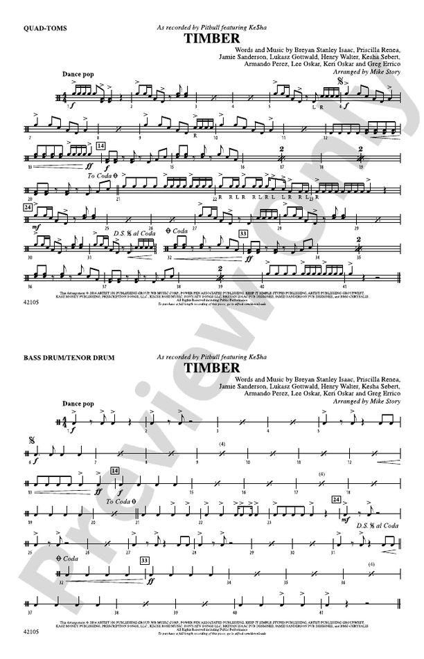 Timber: Quad-Toms: Quad-Toms Part - Digital Sheet Music Download