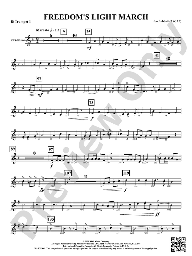 Freedom's Light March: 1st B-flat Trumpet: 1st B-flat Trumpet Part: Jon ...