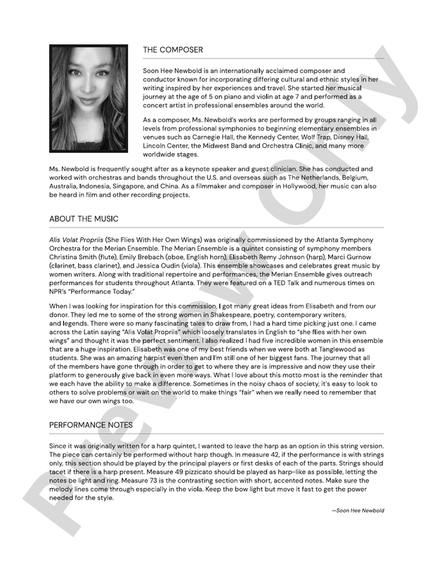 Alis Volat Propriis: String Orchestra Conductor Score & Parts: Soon Hee ...