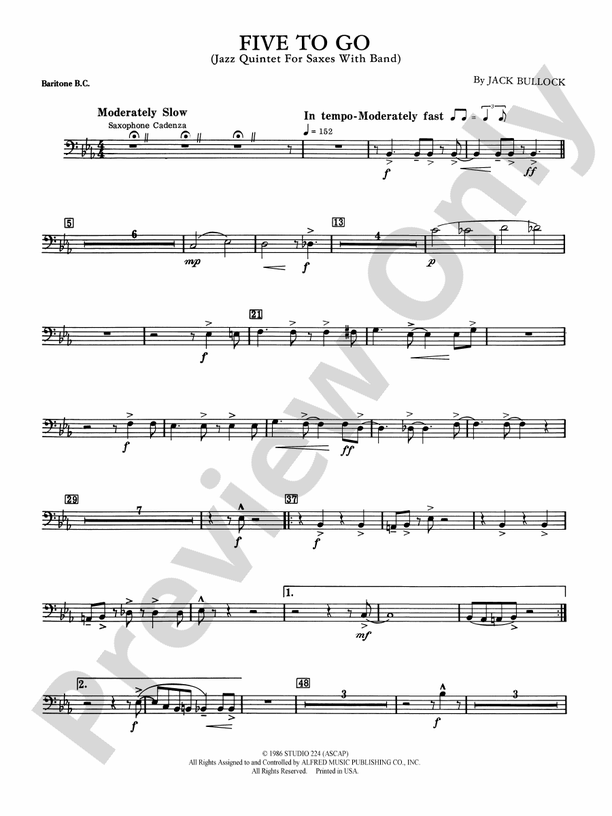Five to Go: Baritone B.C.: Baritone B.C. Part - Digital Sheet Music ...