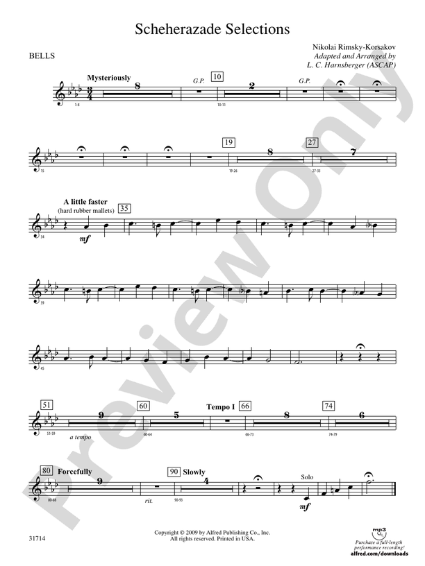 Scheherazade Selections: Bells: Bells Part - Digital Sheet Music Download