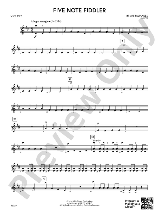 Five Note Fiddler: 2nd Violin: 2nd Violin Part - Digital Sheet Music Download