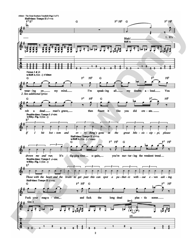 The Great Southern Trendkill: Guitar TAB: Pantera - Digital Sheet Music ...