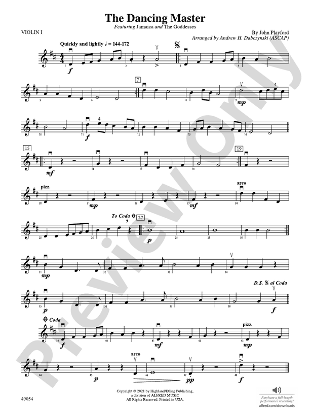 The Dancing Master: 1st Violin: 1st Violin Part - Digital Sheet Music ...