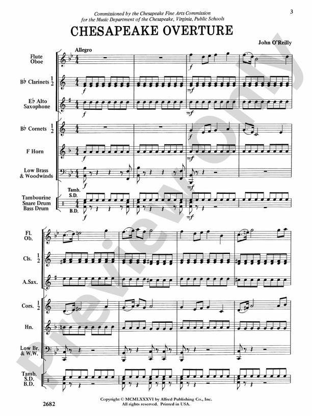 Chesapeake Overture: Concert Band Conductor Score & Parts: John O ...