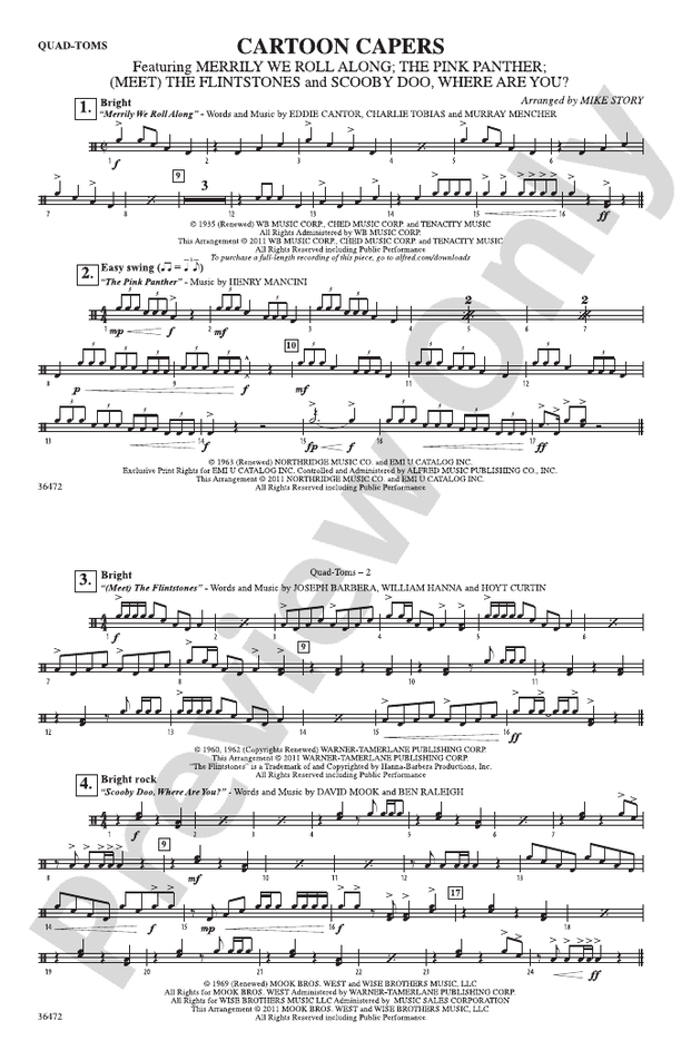 Cartoon Capers: Quad-Toms: Quad-Toms Part - Digital Sheet Music Download