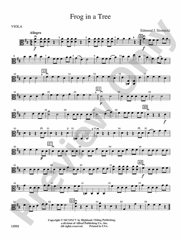Frog in a Tree: Viola: Viola Part - Digital Sheet Music Download
