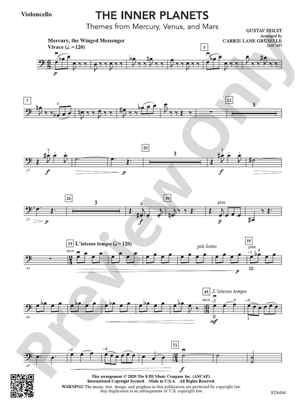 The Inner Planets (Themes from Mercury, Venus and Mars): Violoncello ...