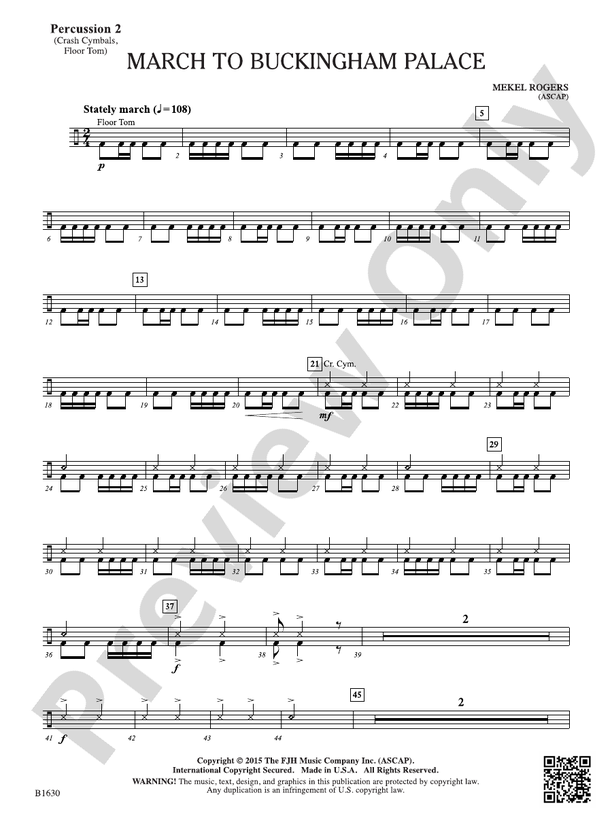 March to Buckingham Palace: Percussion 2: Percussion 2 Part: Mekel Rogers - Digital Sheet Music ...