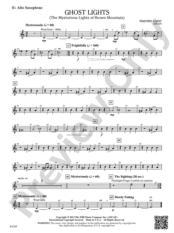 Ghost Lights: E-flat Alto Saxophone: E-flat Alto Saxophone Part ...
