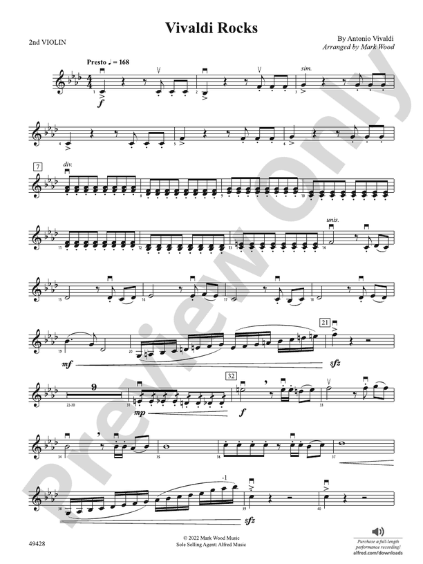 Vivaldi Rocks: 2nd Violin: 2nd Violin Part - Digital Sheet Music Download