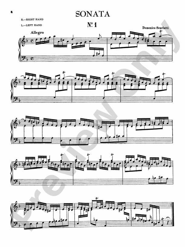 Scarlatti: Sixty Sonatas, Volume I: No. 1, D Minor Part - Digital Sheet ...