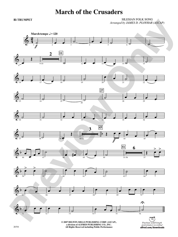 March of the Crusaders: 1st B-flat Trumpet: 1st B-flat Trumpet Part ...