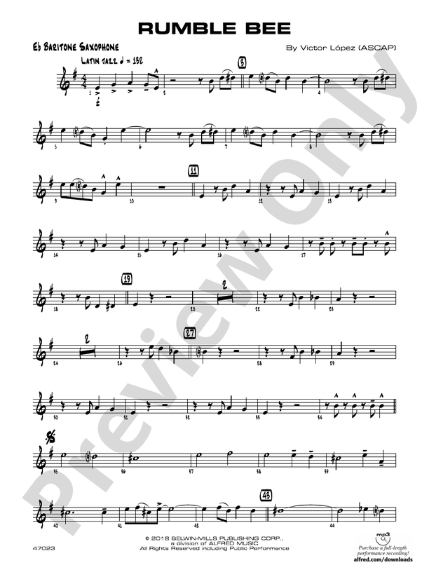 Rumble Bee: E-flat Baritone Saxophone: E-flat Baritone Saxophone Part ...
