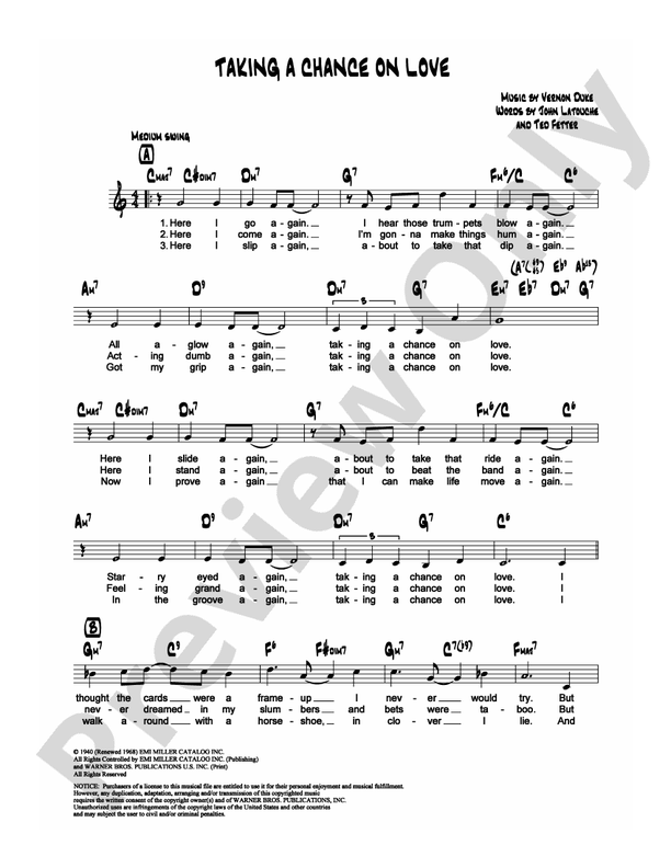 Taking a Chance on Love: Lead Sheet: Vernon Duke - Digital Sheet Music ...