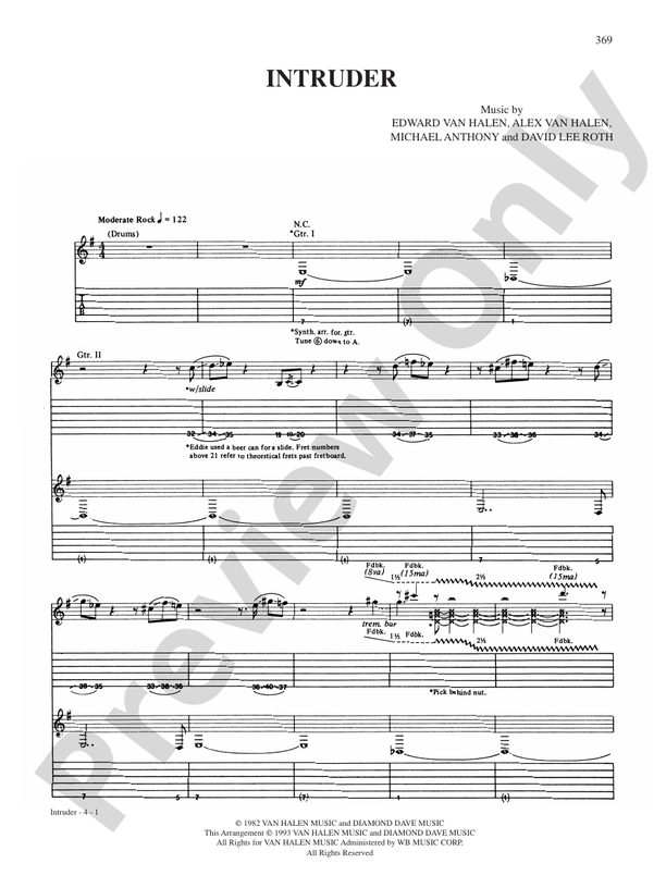 Intruder: Guitar: Van Halen - Digital Sheet Music Download