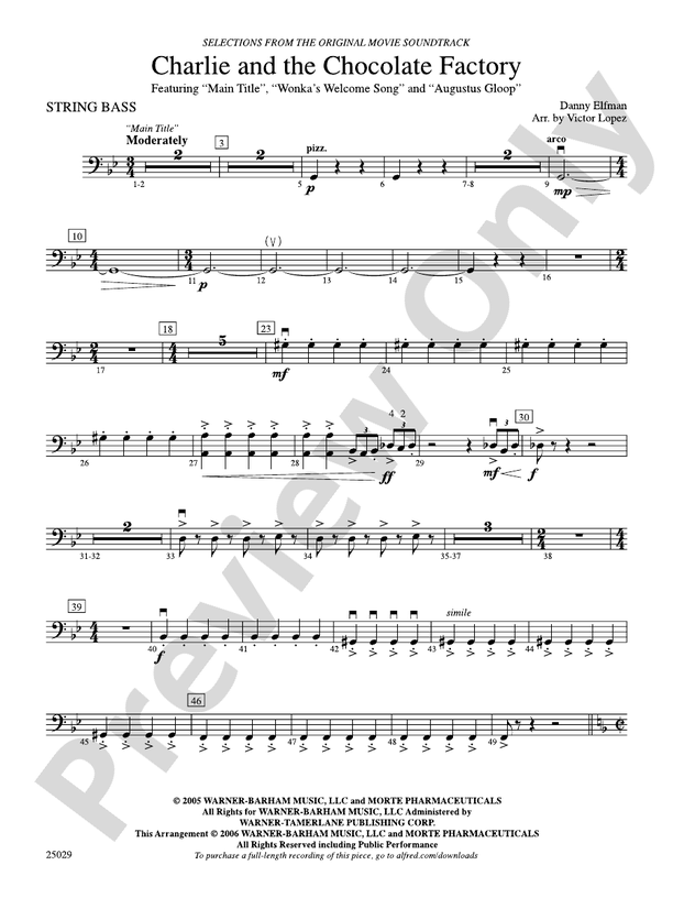 Charlie and the Chocolate Factory, Selections from: String Bass: String ...