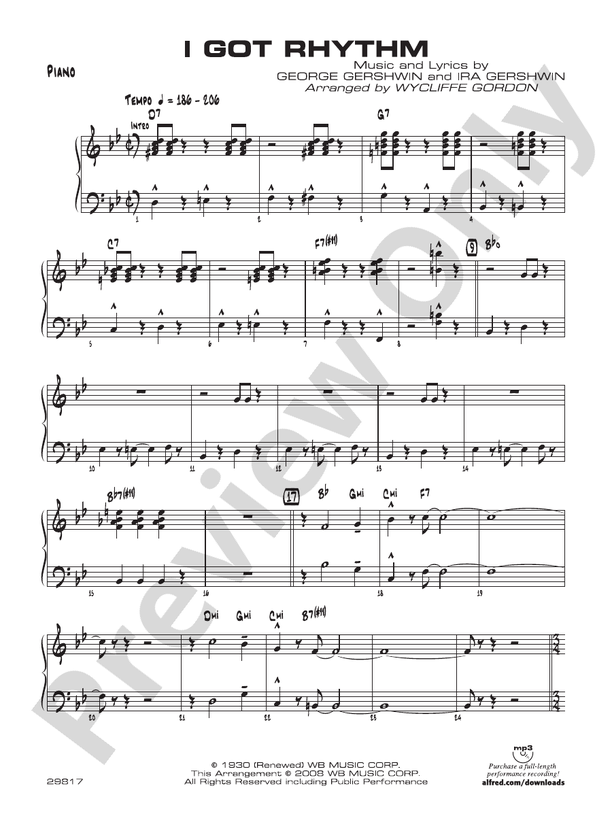 I Got Rhythm: Piano Accompaniment: Piano Accompaniment Part - Digital ...