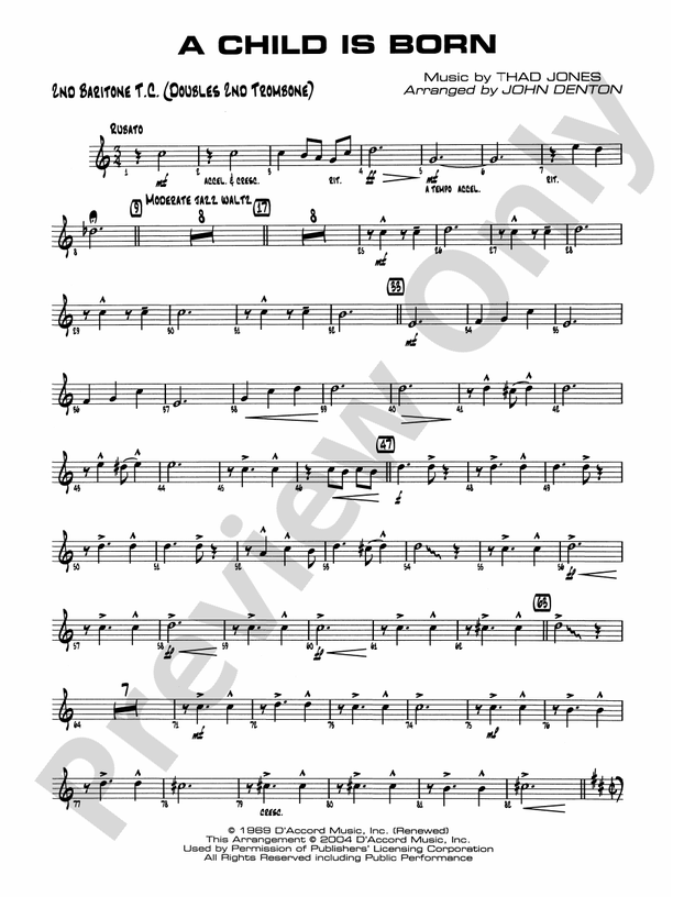 A Child Is Born: 2nd Baritone T.C.: 2nd Baritone T.C. Part - Digital Sheet Music Download