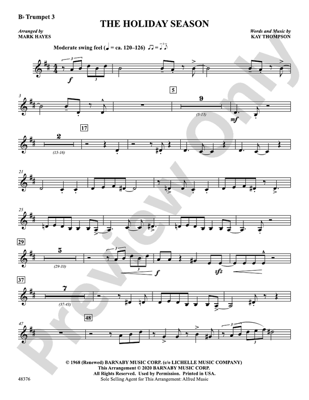 The Holiday Season: 3rd B-flat Trumpet: 3rd B-flat Trumpet Part ...