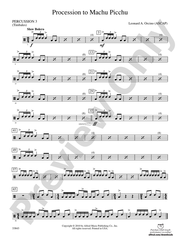 Procession to Machu Picchu: 3rd Percussion: 3rd Percussion Part - Digital Sheet Music Download