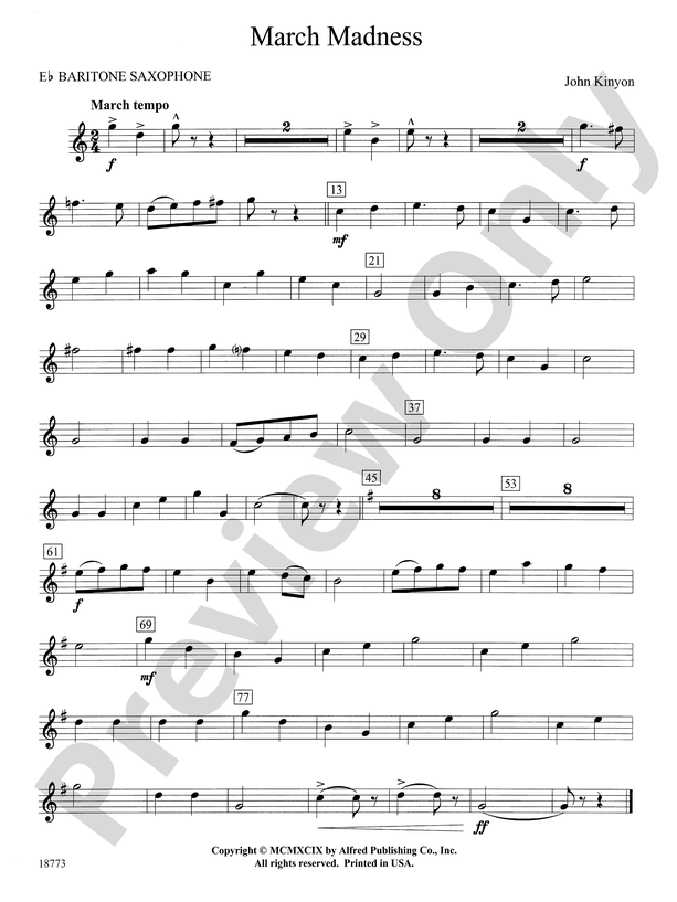 March Madness: E-flat Baritone Saxophone: E-flat Baritone Saxophone Part - Digital Sheet Music ...
