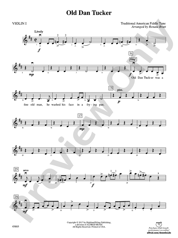 Old Dan Tucker: 1st Violin: 1st Violin Part - Digital Sheet Music Download