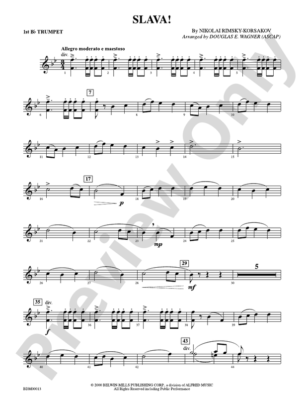 Slava: 1st B-flat Trumpet: 1st B-flat Trumpet Part - Digital Sheet ...