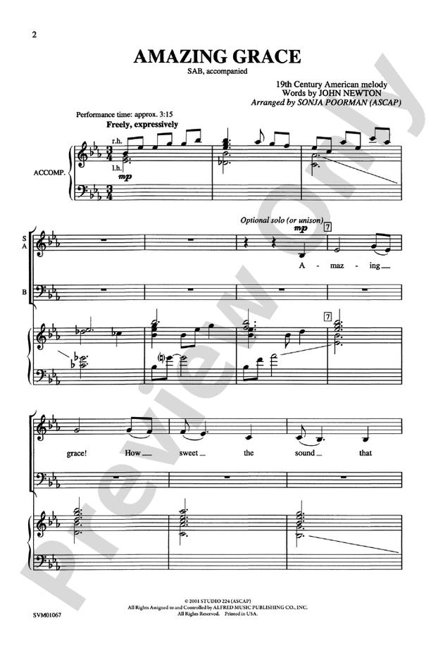 Amazing Grace: SAB Choral Octavo - Digital Sheet Music Download