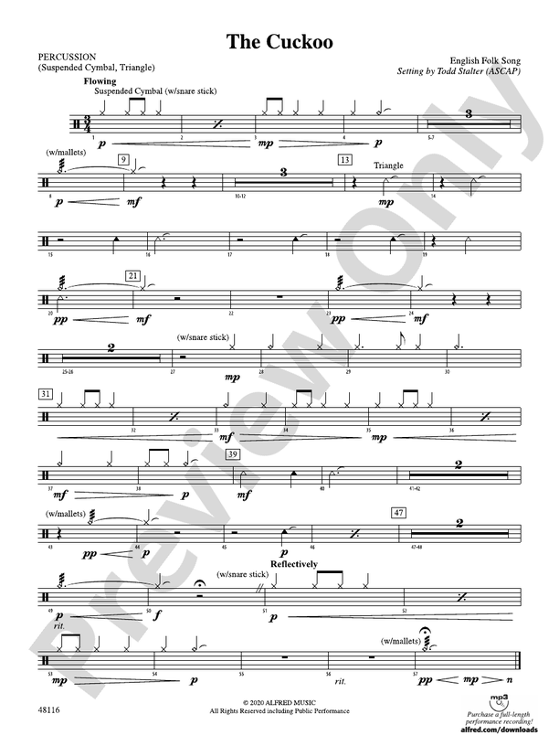 The Cuckoo: 1st Percussion: 1st Percussion Part - Digital Sheet Music ...