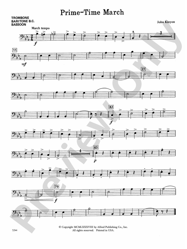 Prime-Time March: 1st Trombone: 1st Trombone Part - Digital Sheet Music ...