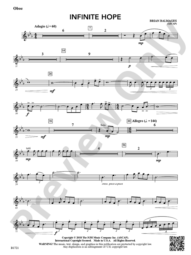 Infinite Hope: Oboe: Oboe Part: Brian Balmages - Digital Sheet Music ...