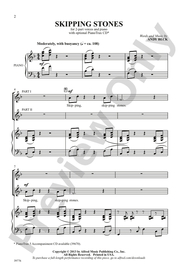 Skipping Stones: 2-Part Choral Octavo: Andy Beck - Digital Sheet Music Download