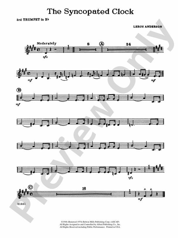 The Syncopated Clock: 3rd B-flat Trumpet: 3rd B-flat Trumpet Part ...
