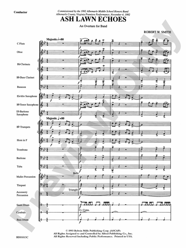 Ash Lawn Echoes (An Overture for Band): Score: Concert Band Score ...
