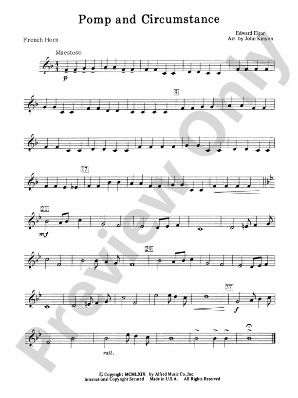 Pomp and Circumstance: 1st F Horn: 1st F Horn Part - Digital Sheet ...