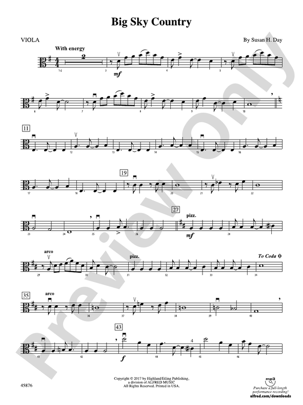 Big Sky Country: Viola: Viola Part - Digital Sheet Music Download