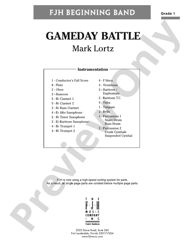 Gameday Battle: Score: Concert Band Score: Mark Lortz - Digital Sheet ...